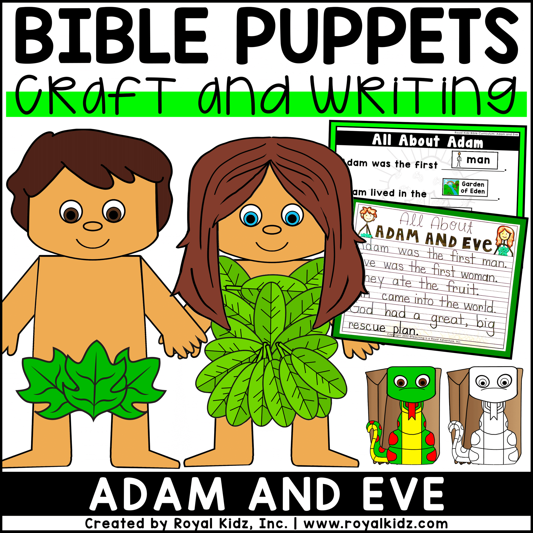 Adam and Eve Craftivity - Paper Bag Puppets - Bulletin Board Idea ...