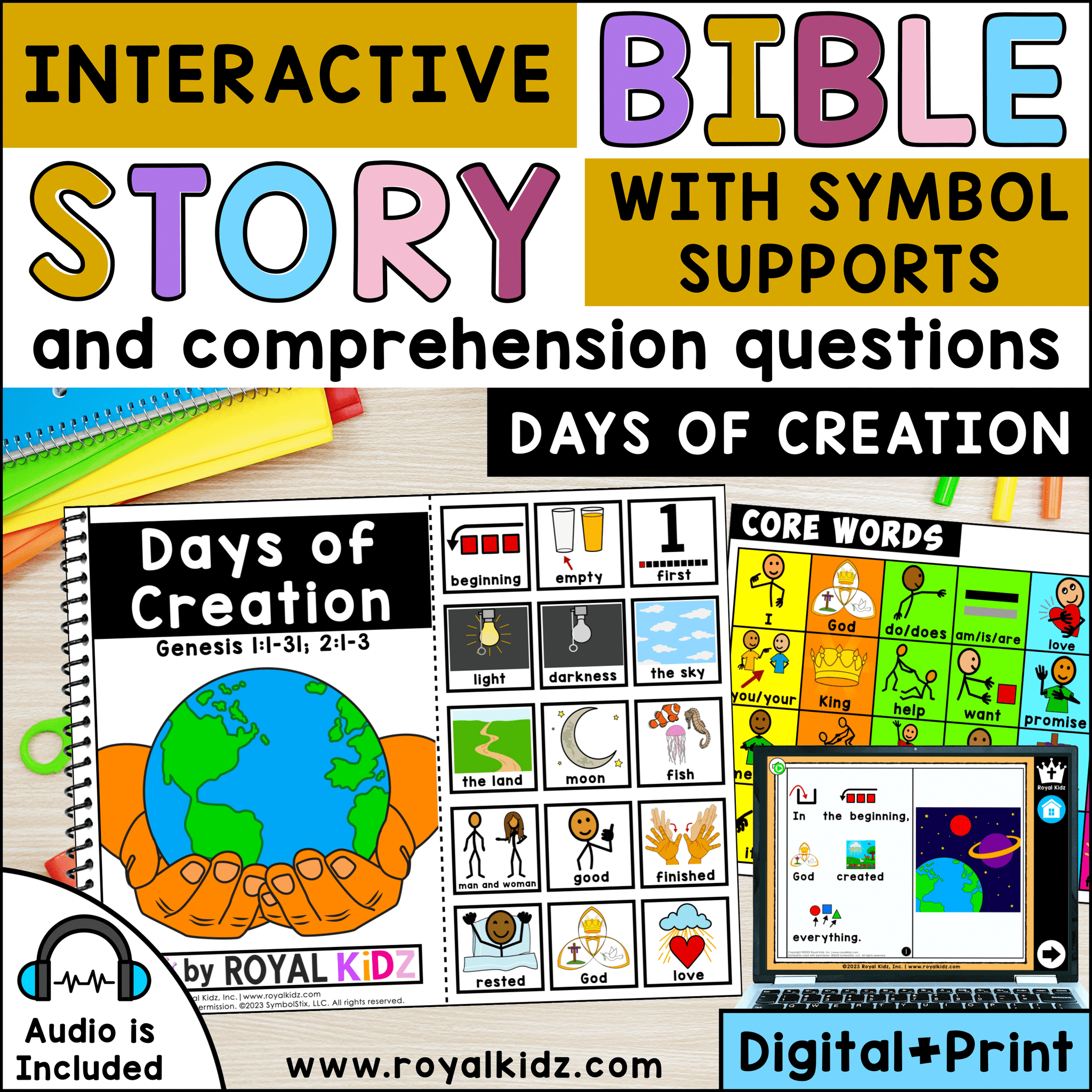 Days of Creation Bible Story with Symbol Supports PLUS Boom Cards ...