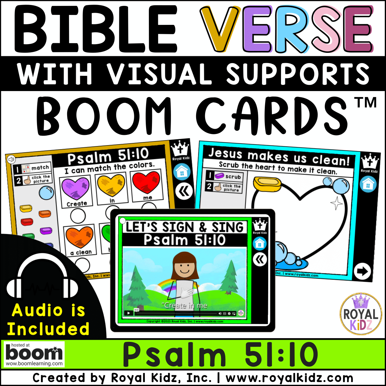 Psalm 51:10 Bible Verse Boom Cards WITH Visual Supports – Royal Kidz