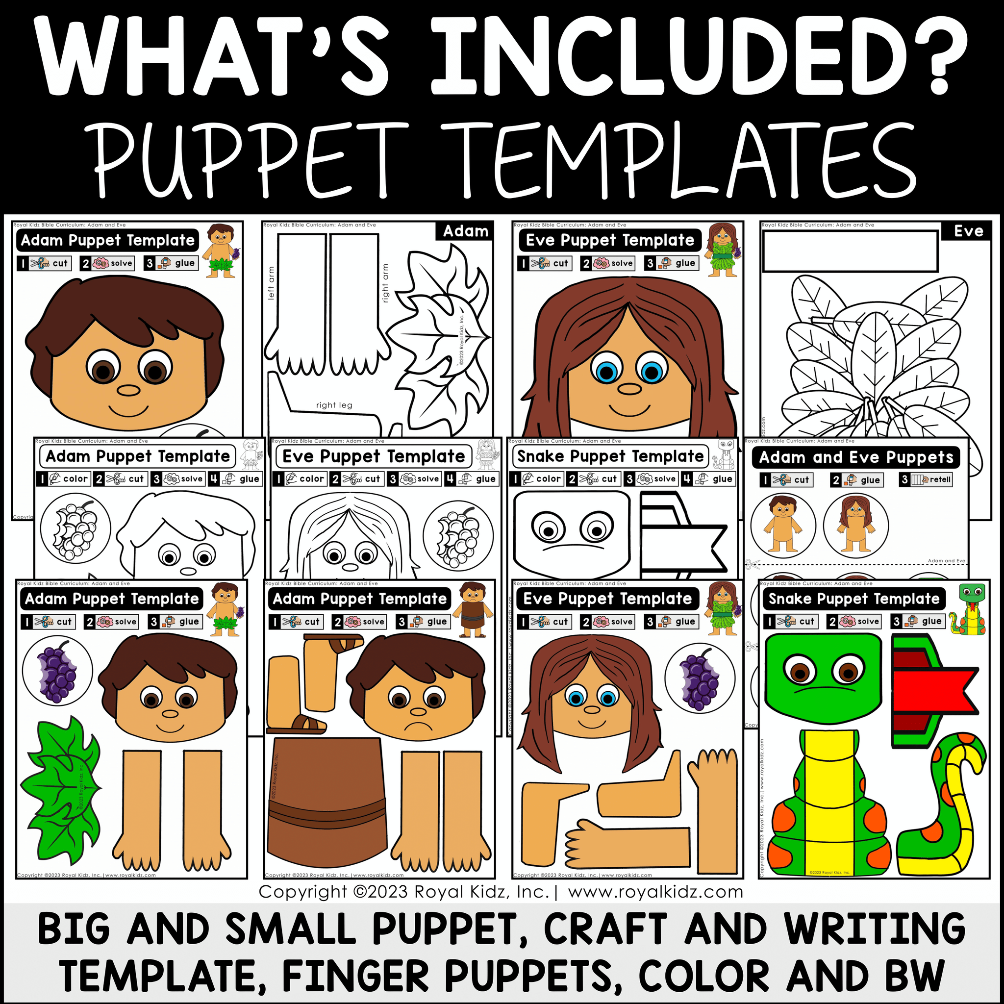 Adam and Eve Craftivity - Paper Bag Puppets - Bulletin Board Idea ...