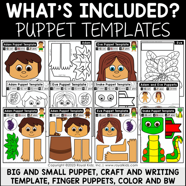 Adam and Eve Craftivity - Paper Bag Puppets - Bulletin Board Idea ...