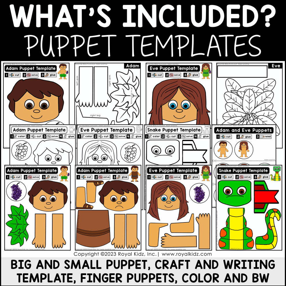 Adam and Eve Craftivity - Paper Bag Puppets - Bulletin Board Idea ...